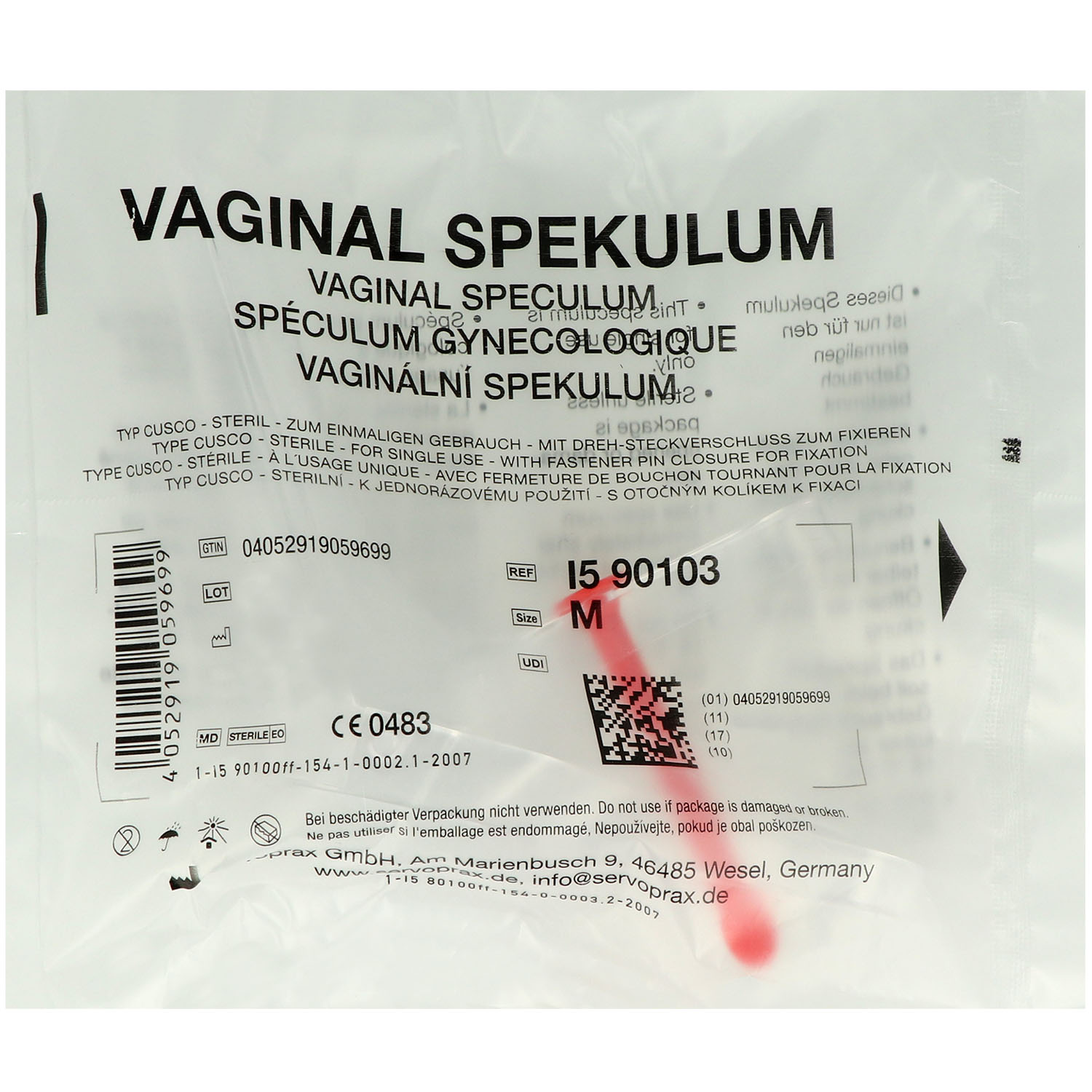 Mediware Vaginal Spekulum mit Steckverschluss - M - Ø 26 mm - rot | PZN