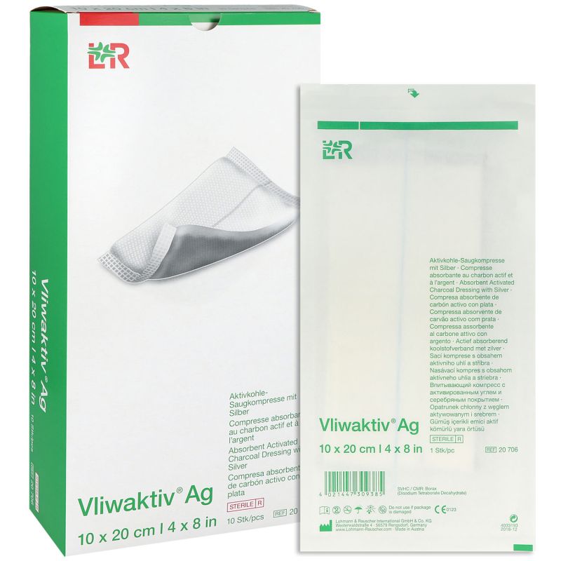 Vliwaktiv Ag Aktivkohle-Saugkompresse steril 10 x 20 cm - 10 St. | PZN ...