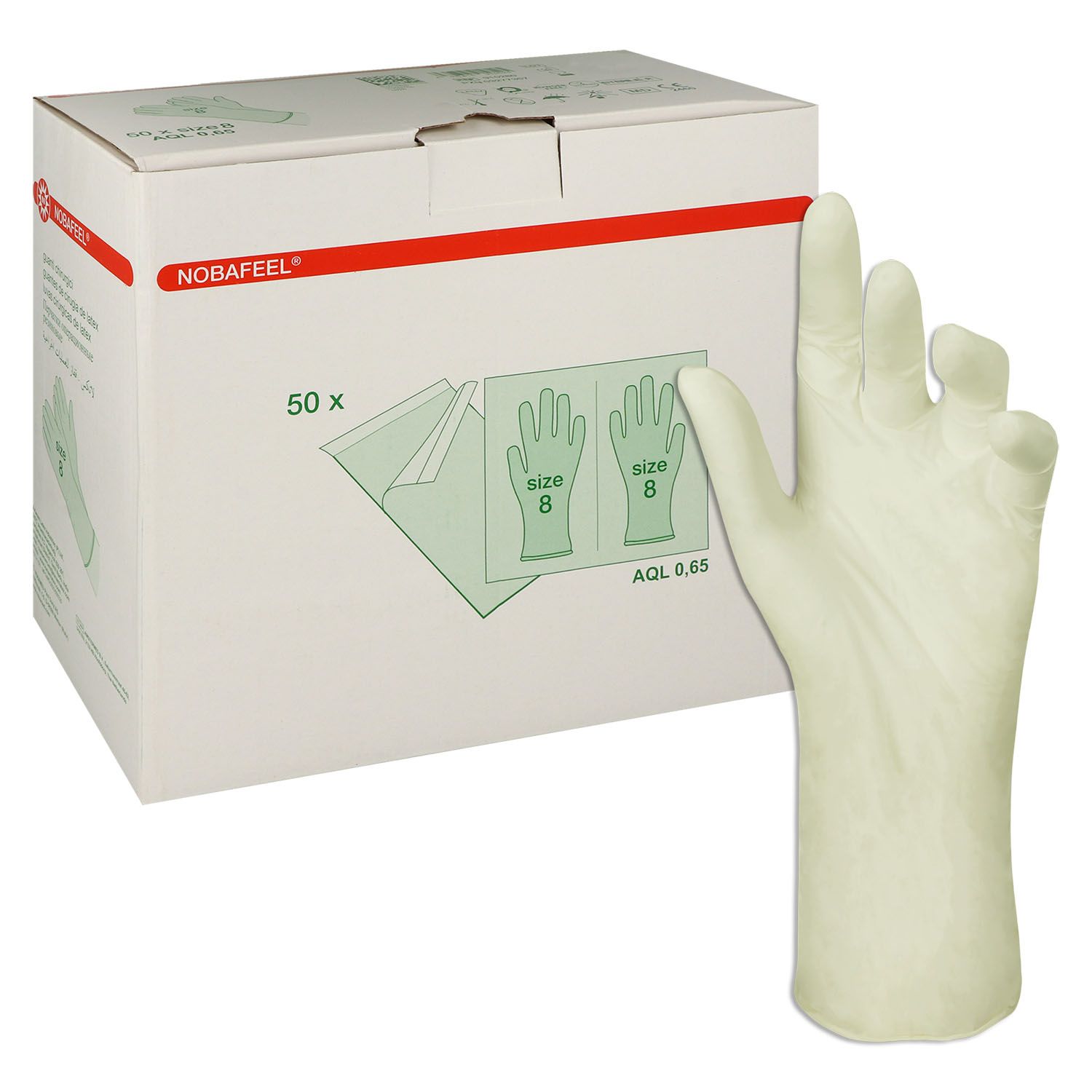 Nobafeel OP-Handschuhe, puderfrei und steril | Gr. 8 - 50 St. | 25847 ...