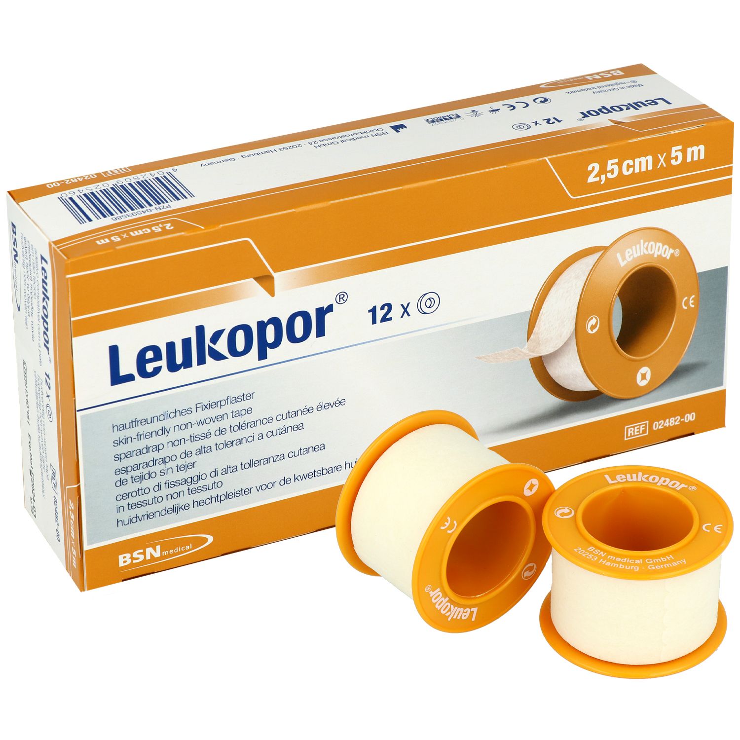Leukopor 2.5 cm x 5 m - 12 St. Fixierpflaster | PZN 04593586