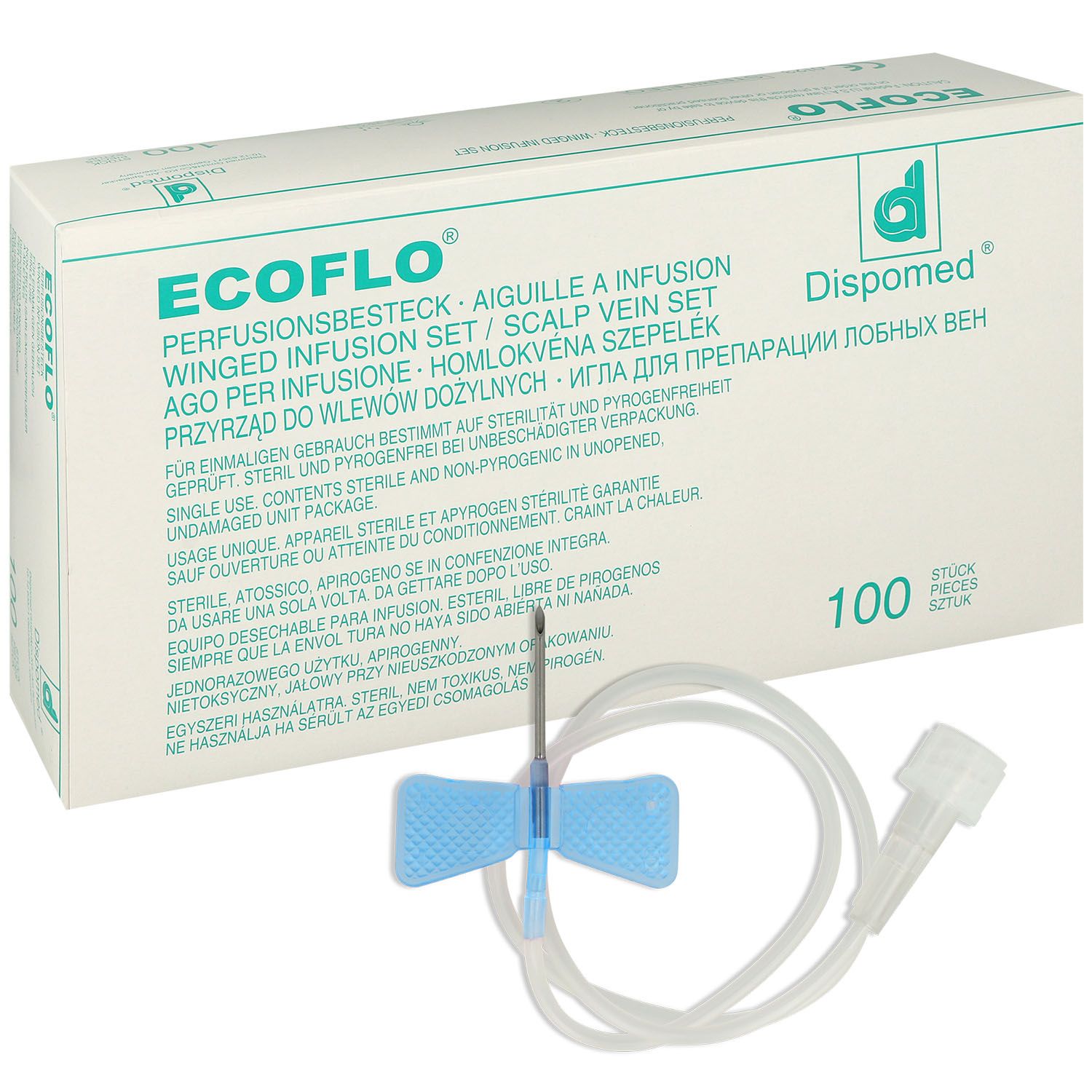 ECOFLO®-Perfusionsbesteck ️ 23G x 3/4. 0.6 x 19 mm. blau - 100 St. | PZN 07429864