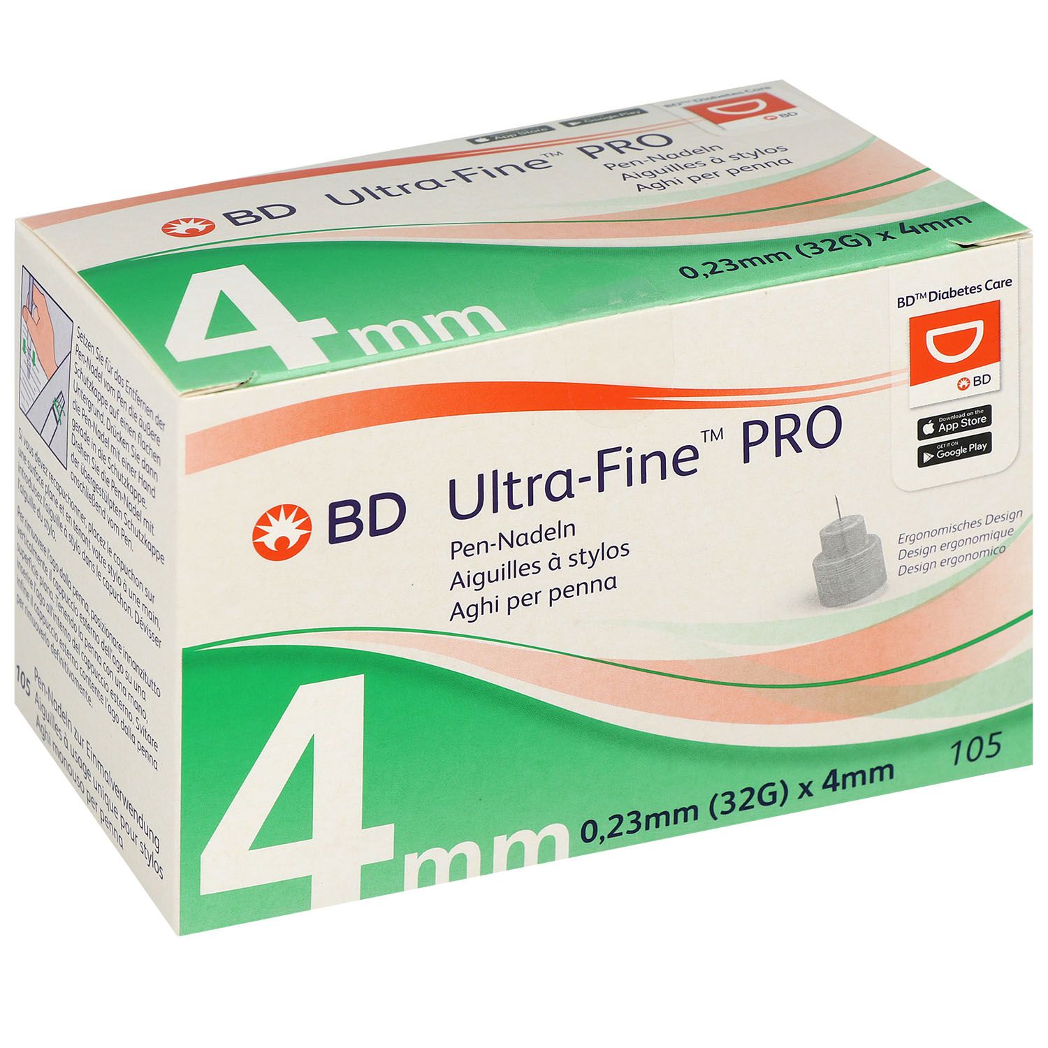 BD Ultra-fine Pro Pen-Nadeln ️ 32G x 4 mm - 105 St. | PZN 14046738