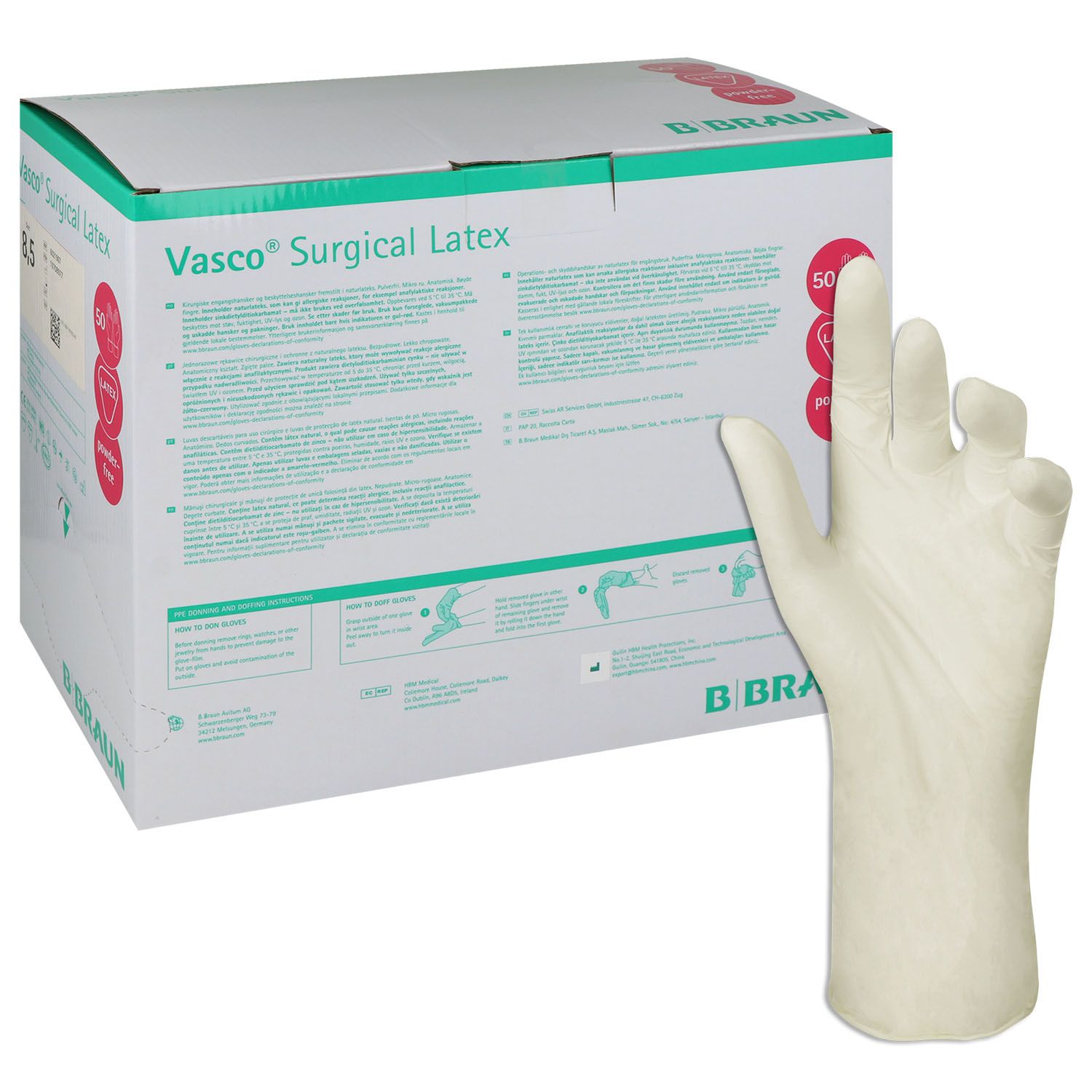 Vasco Surgical Latex, sterile OP-Handschuhe puderfrei | Gr. 8.5 - 50 St ...