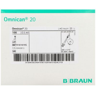 Omnican 20 0,5 ml U40-Insulinspritze mit Kanüle | G30 - 0.30 x 8 mm ...
