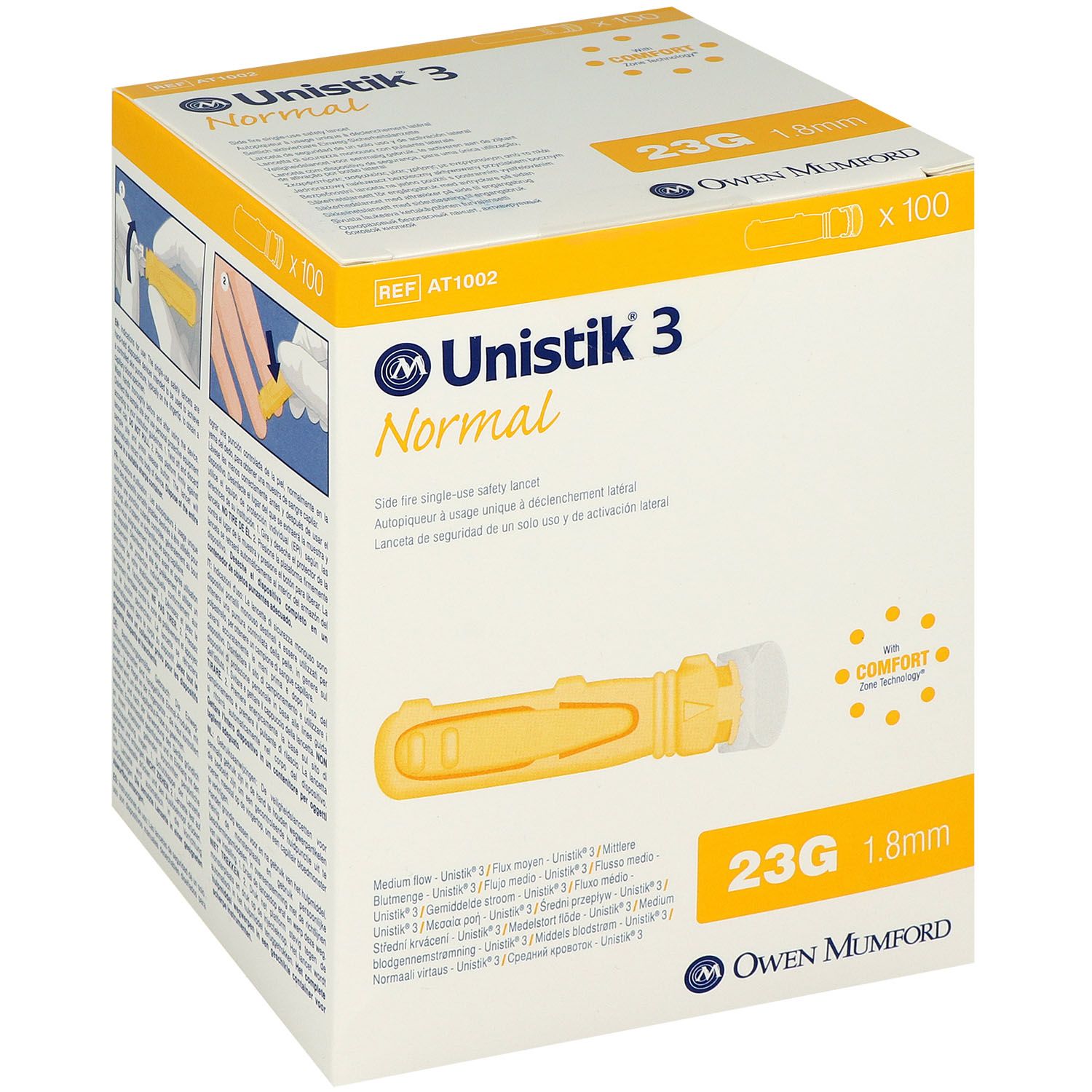 Unistik 3 Sicherheitsblutlanzetten ️ Normal - Einstichtiefe 1.8 mm ...