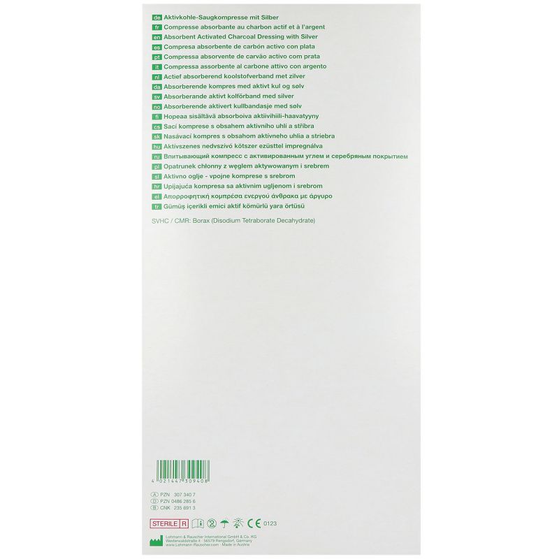 Vliwaktiv Ag Aktivkohle-Saugkompresse steril 10 x 20 cm - 10 St. | PZN ...